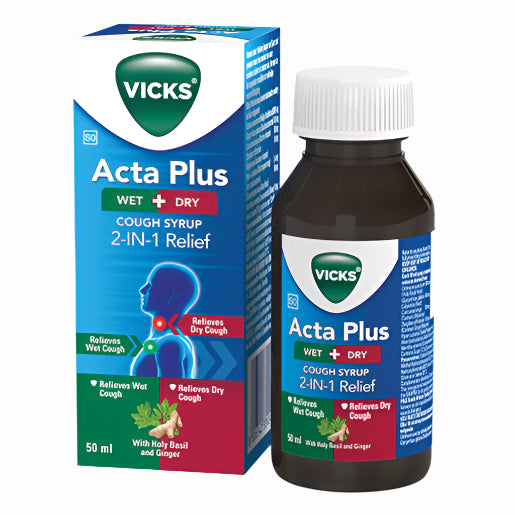 Vicks Acta Plus Wet/Dry Cough Syrup 50ml – Atlantic Medical Supplies cc
